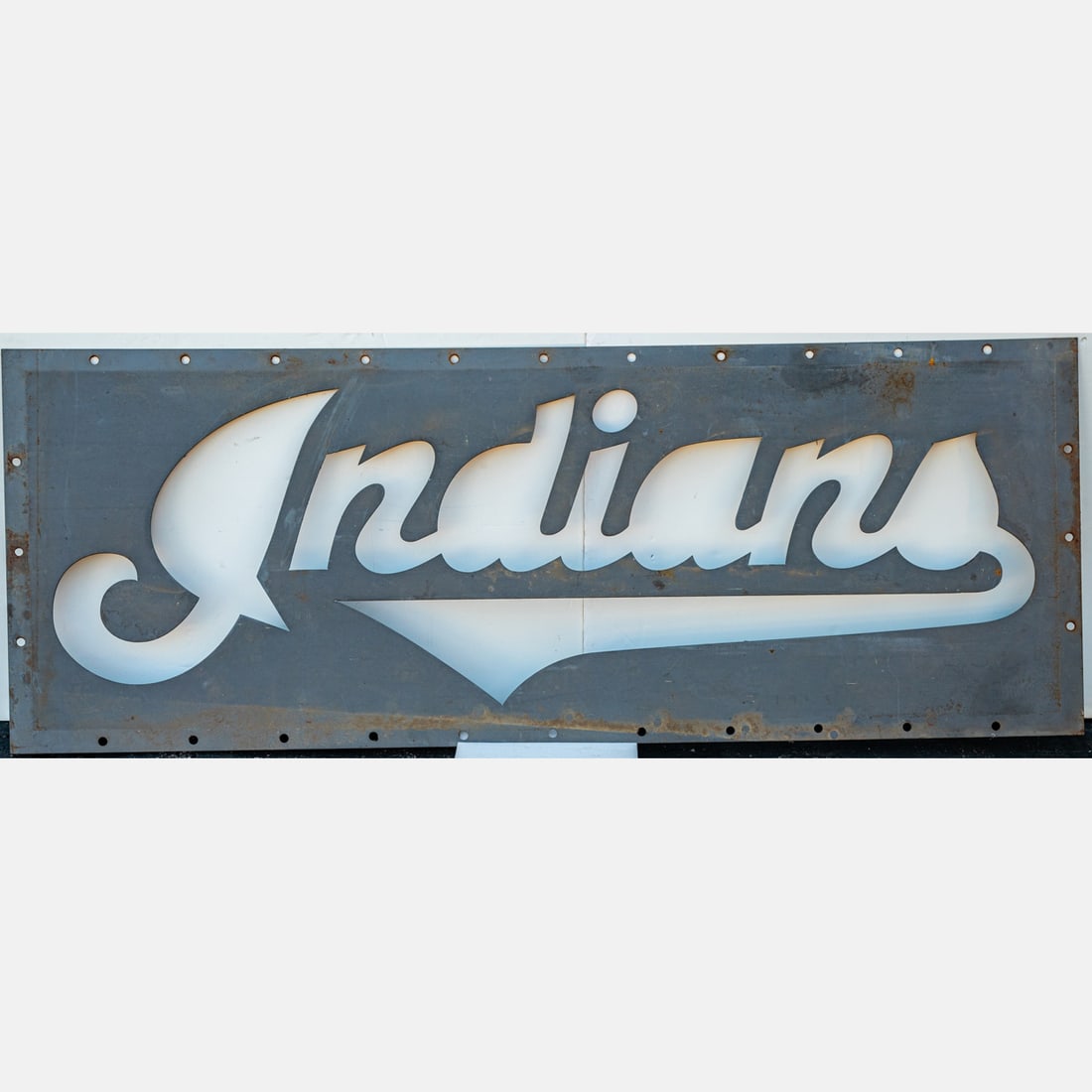 Cleveland Indians Cut Metal Vertical Script Sign Auction