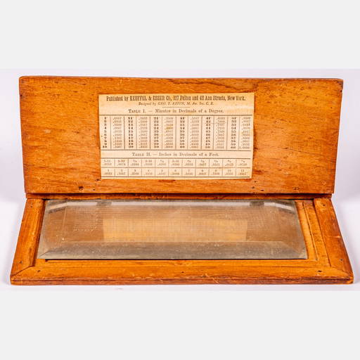 Antique English Rectangular Protractor And Plotting Scale