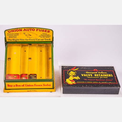 Collection Of Auto Fuses And Valve Retainer Displays