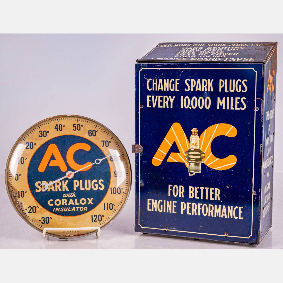 Ac Spark Plugs Display And Thermometer Auction