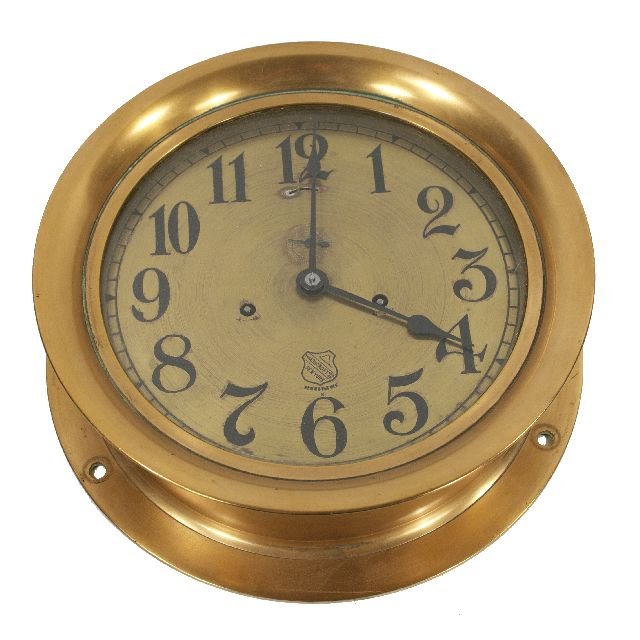 113: A Bronze and Brass Ships Clock by the Ashcroft MFG