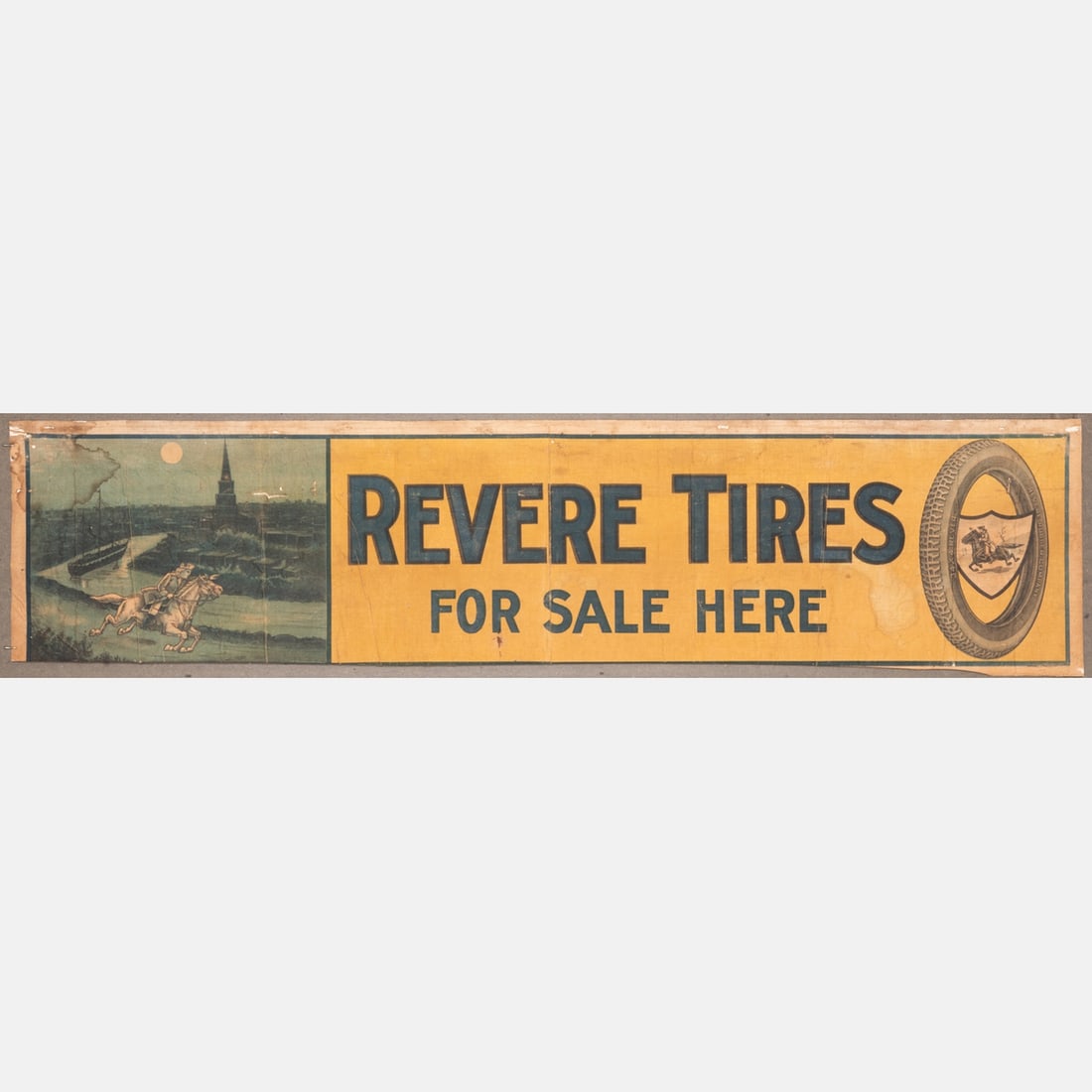 Rare Revere Tires Litho On Cotton Sign Auction