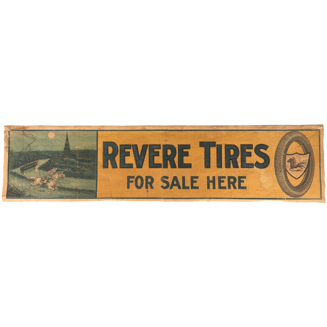 Rare Revere Tires Litho On Cotton Sign Auction