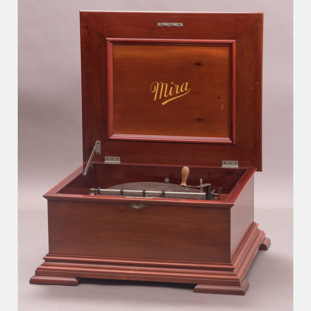 A Mira Mahogany 12 inch Disc Music Box with Forty-One