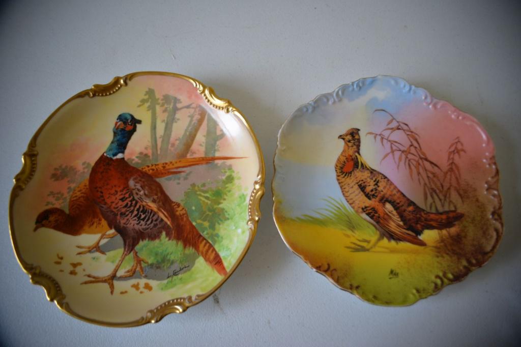 2 Limoges Hand Painted Pheasant Plates