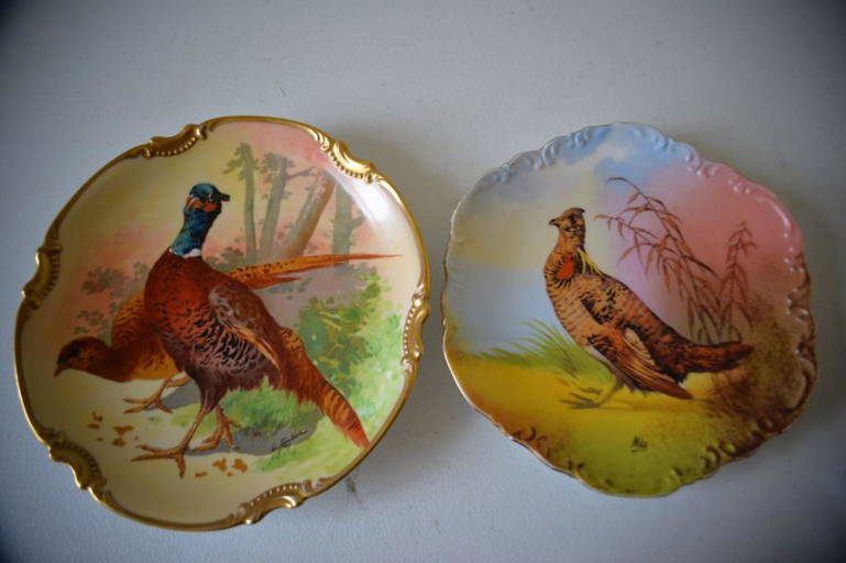 2 Limoges Hand Painted Pheasant Plates