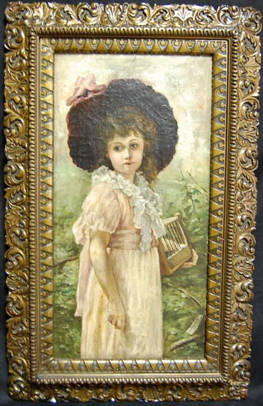 15: MARCUS C STONE PAINTING OF GIRL WITH BIRDCAGE - Mar 07, 2010 | Four ...