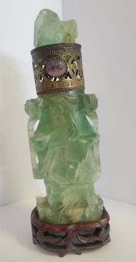 Antique Chinese Jade Carving 10"h