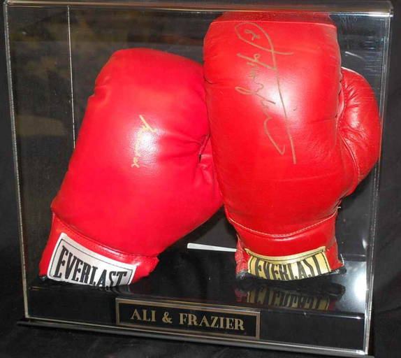 Mohamed Ali & Joe Frazier Autographed Boxing Gloves