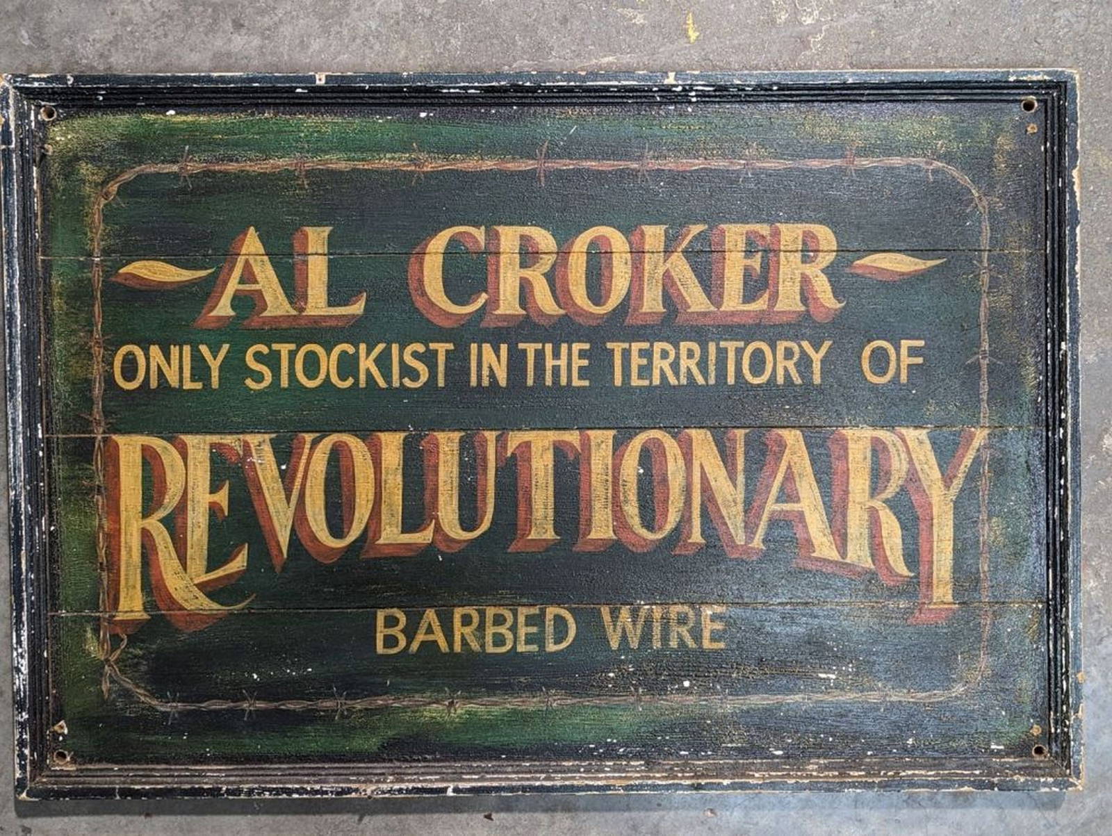 Wild West Barbed Wire Advertising Sign Auction