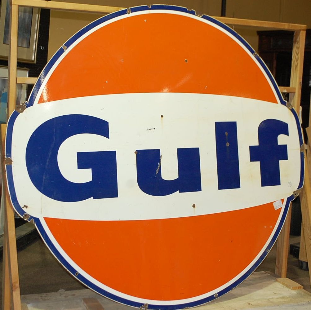 LARGE PORCELAIN GULF SIGN