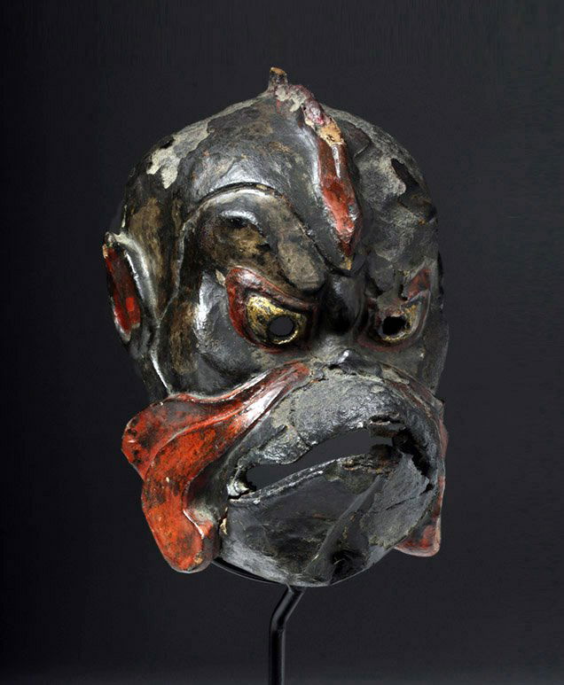Japanese Edo Period Kanshitsu Gigaku Mask, Karura Type