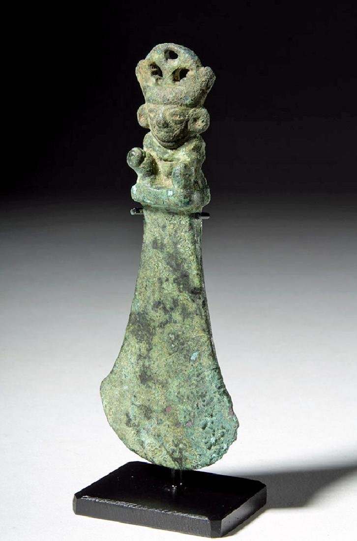 Pre-Columbian Moche Copper Tumi w/ Seated Lord