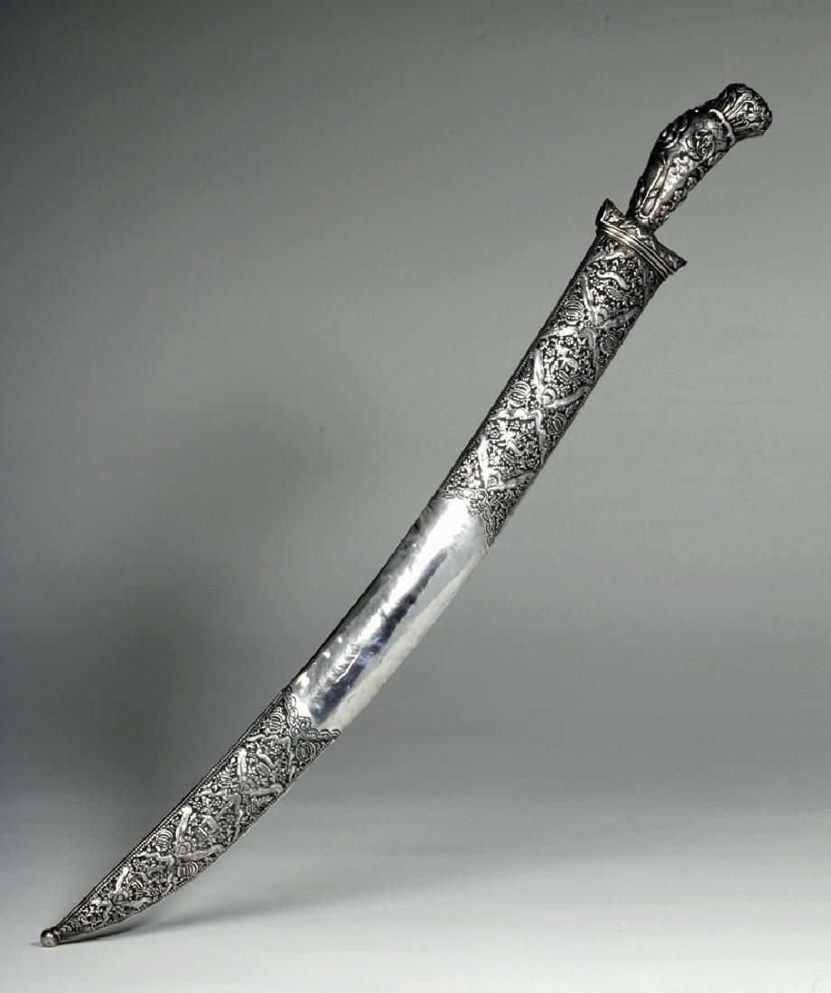 19th C. Indonesian Klewang Sword - Chased Silver