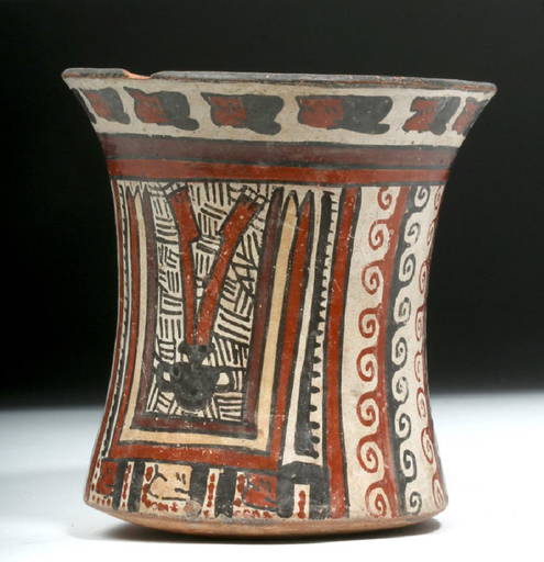 Fine Nazca Polychrome Cylinder Trophy Heads