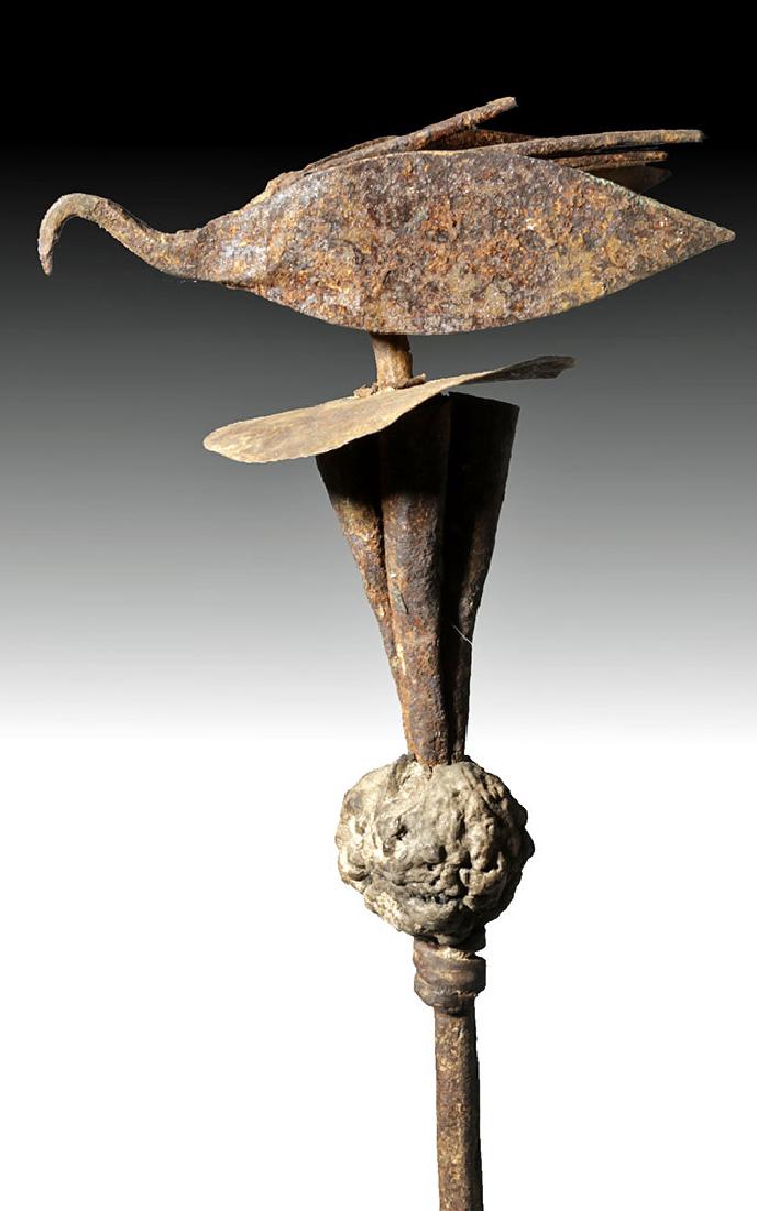Early 20th C. Tall African Yoruba Iron Ceremonial Staff
