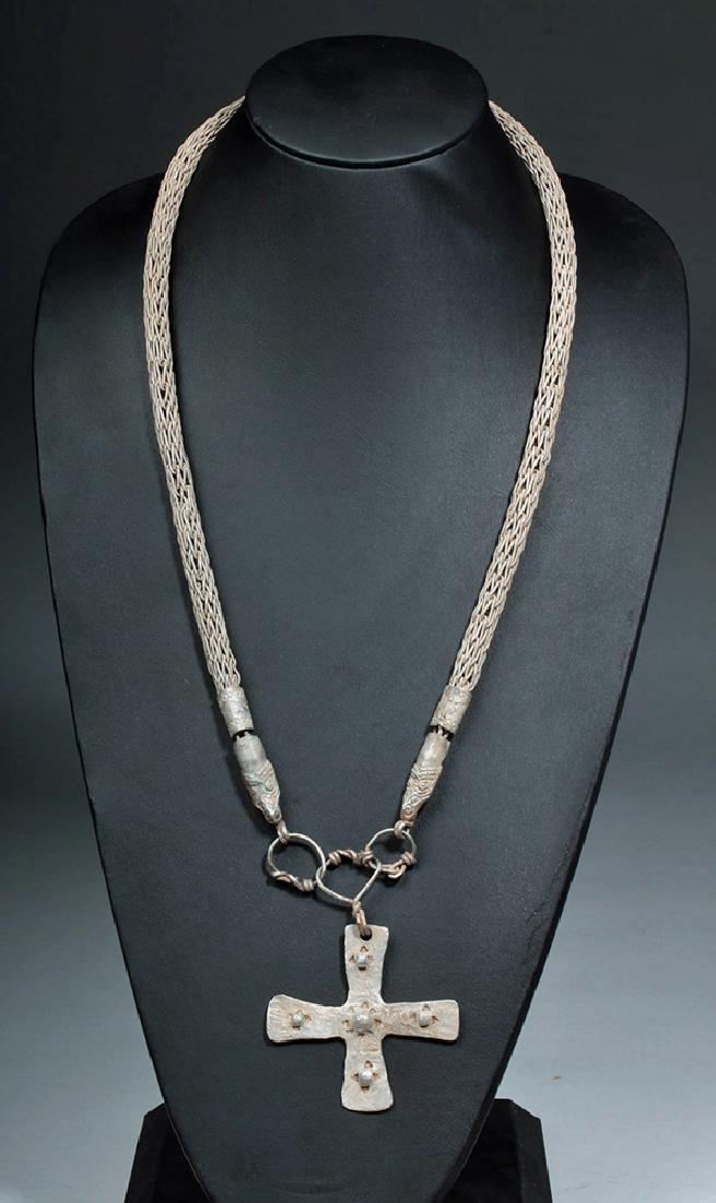 Viking Silver Early Christian Cross and Chain - 200+ g