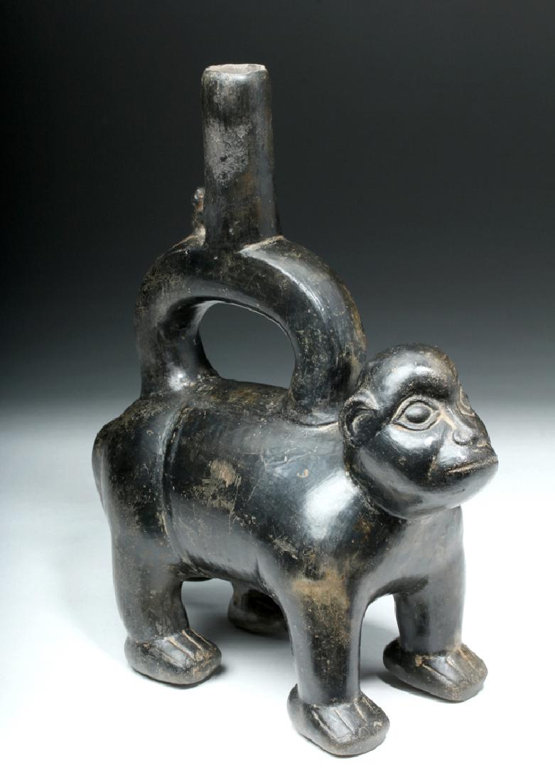 Wonderful Chimu / Inca Blackware Monkey Stirrup Jar