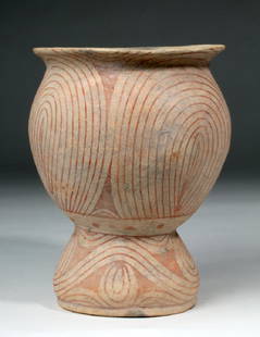 2 Ancient Ban Chiang Bichrome Pottery Vessels, Thailand