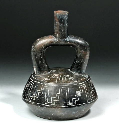 Chavin Lentoid Vessel W/ Incised Geometric Motifs