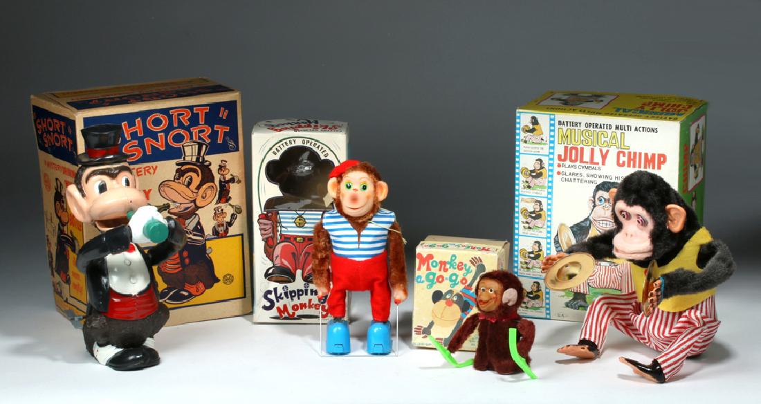 4 Vintage Monkey Toys w/ Original Boxes, ex-Hollywood