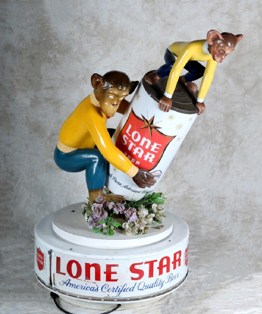 20th C. Huge & Rare Lone Star Beer Sign w/ Monkeys