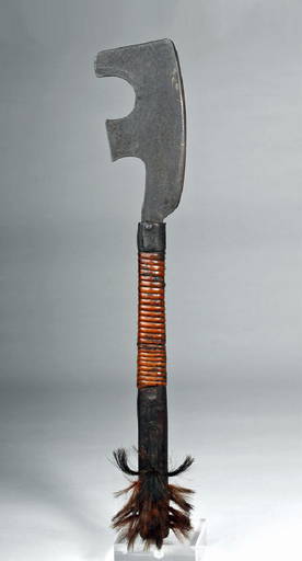 Early 20th C. Macabre Naga Indian Headhunters Axe