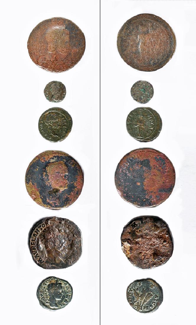 Lot Of Six Assorted Ancient Bronze Coins
