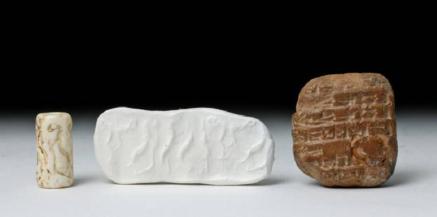 Babylonian Cuneiform Biscuit And Cylinder Seal
