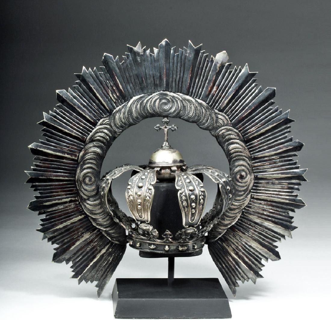 19th C. Spanish Colonial Silver Resplendor Crown