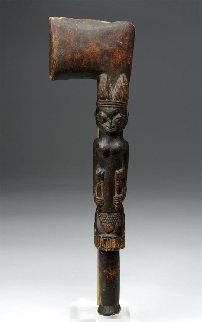Early 20th C. Yoruba Wood Shango Staff w/ Woman