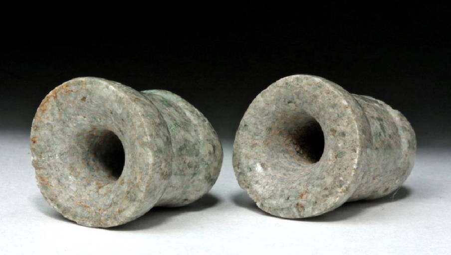 Lot Of 2 Mayan Jade Ear Spools / Flares