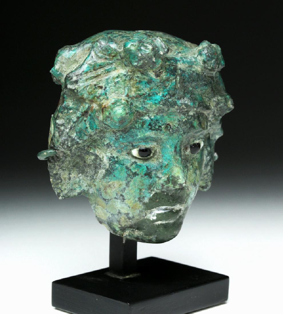 Attractive Roman Bronze Face of a Man - Glass Eyes