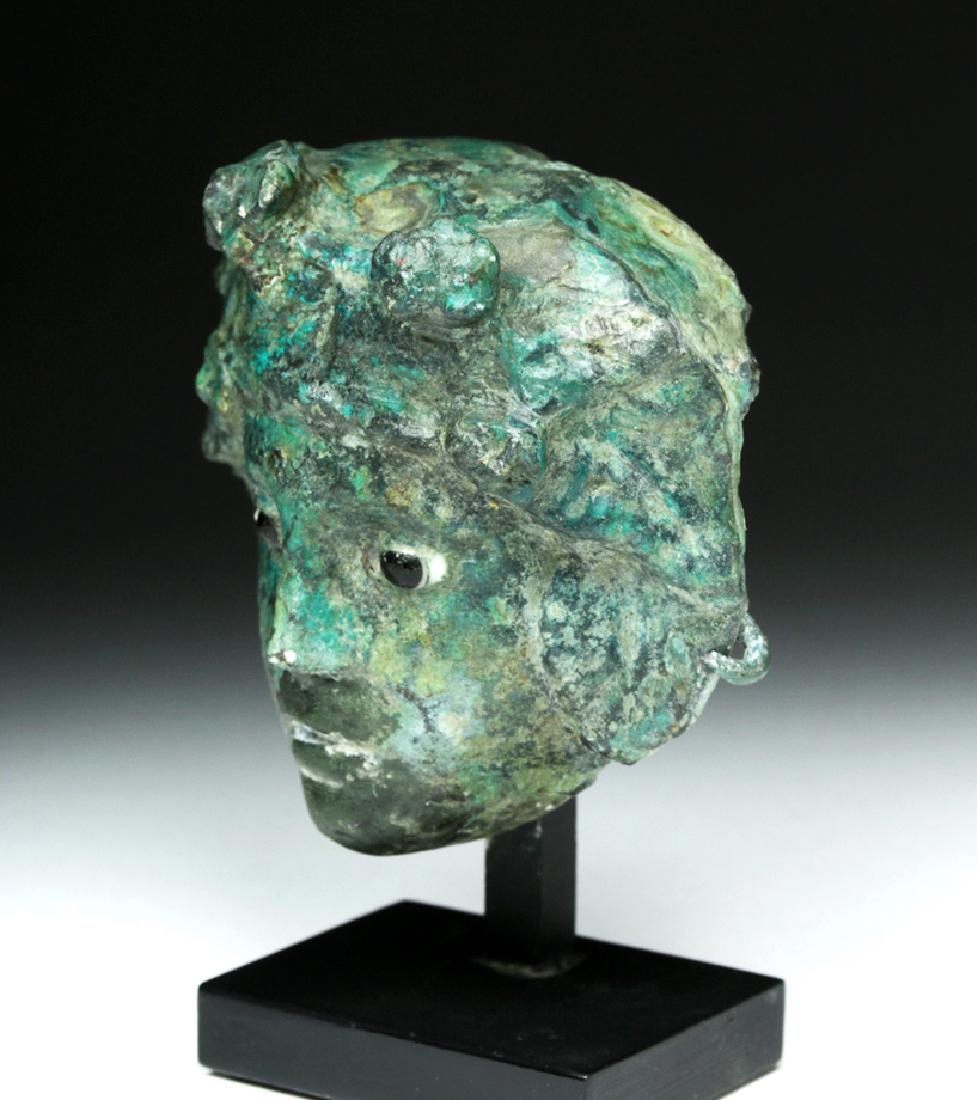 Attractive Roman Bronze Face of a Man - Glass Eyes