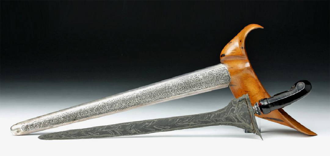 Fine 19th C. Indonesian Iron Kris & Sheath