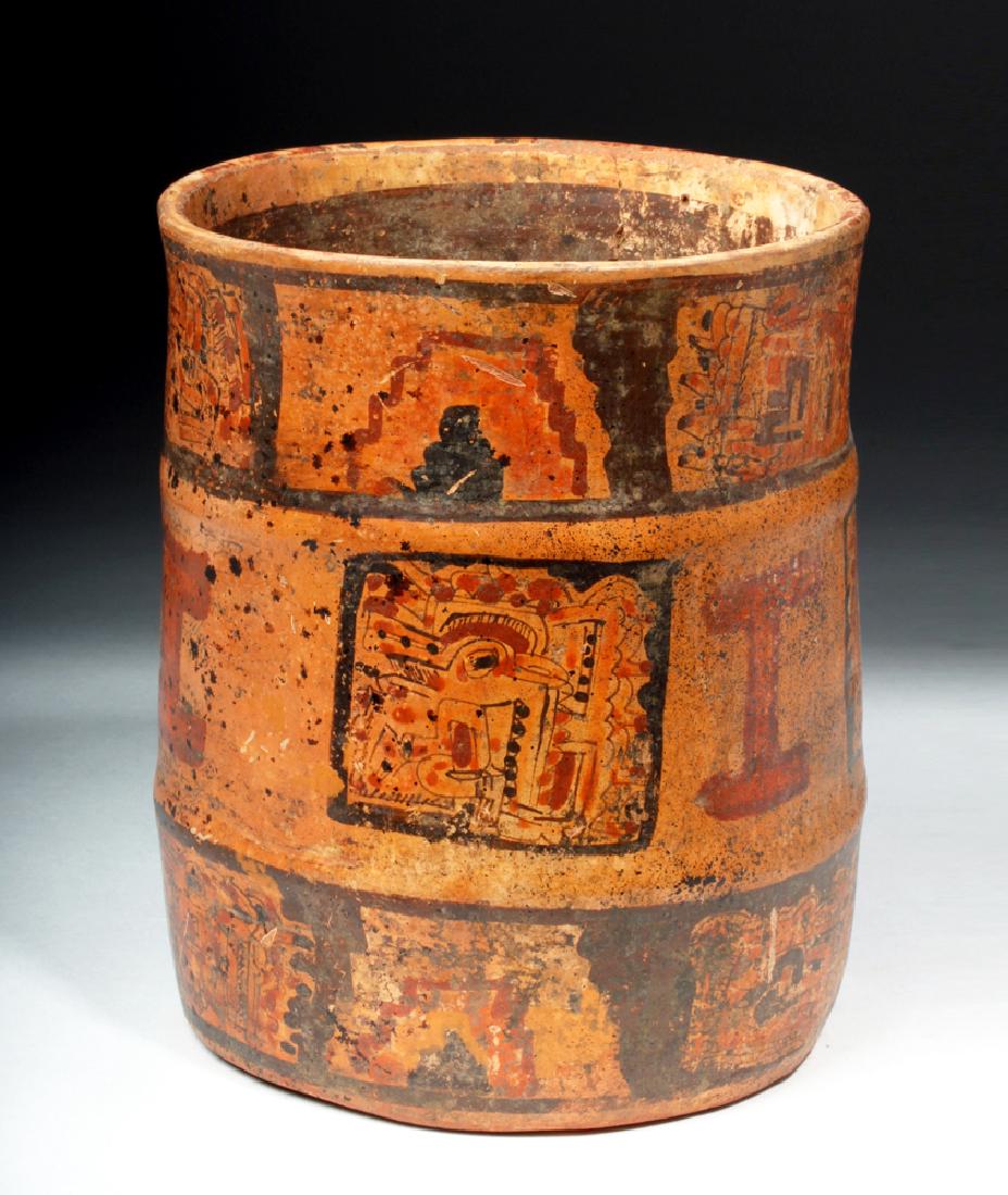 Fine Mayan Ulua Valley Pottery Cylinder Kukulkan