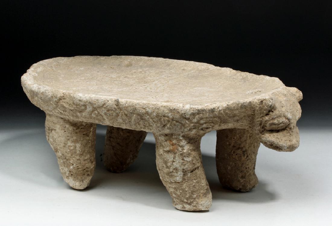 A Mayan Jaguar-Form Stone Metate w/ Mano