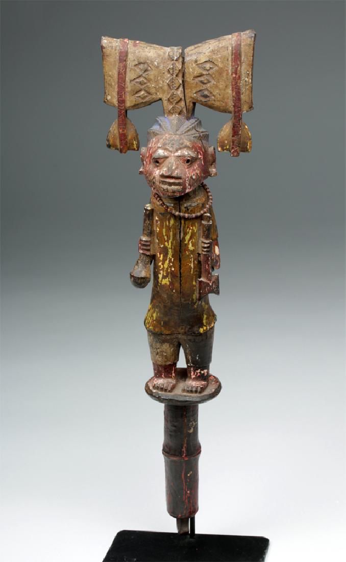 Early 20th C. Wooden Yoruba Shango Staff