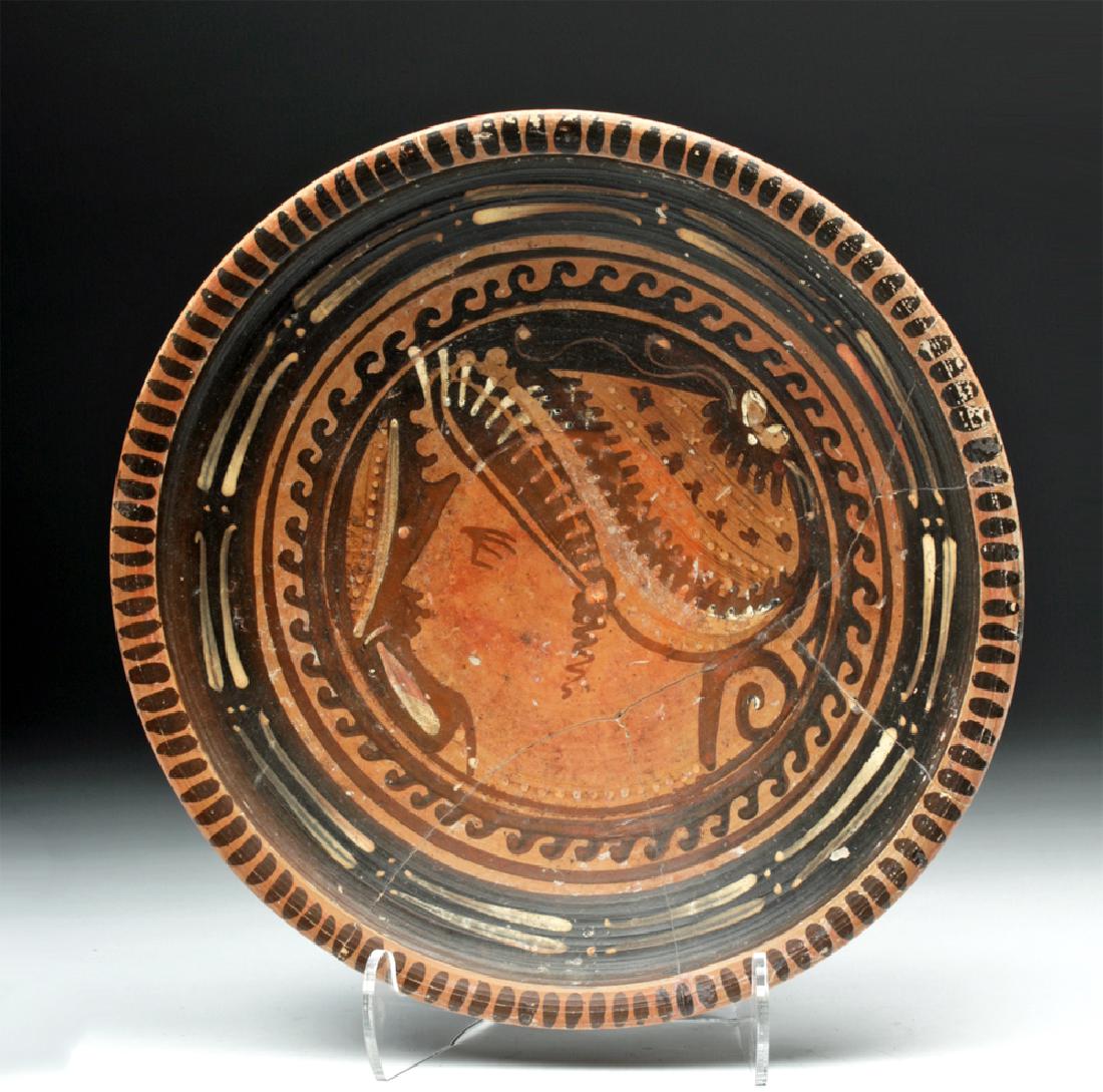 Apulian Red Figure Plate with Lady of Fashion