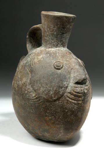 Delightful Chimu Blackware Jar In Fish Form