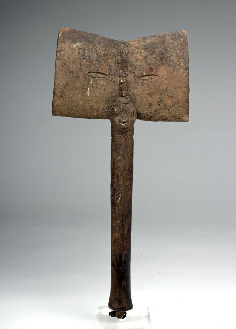 Early 20th C. African Yoruba Wooden Shango Staff