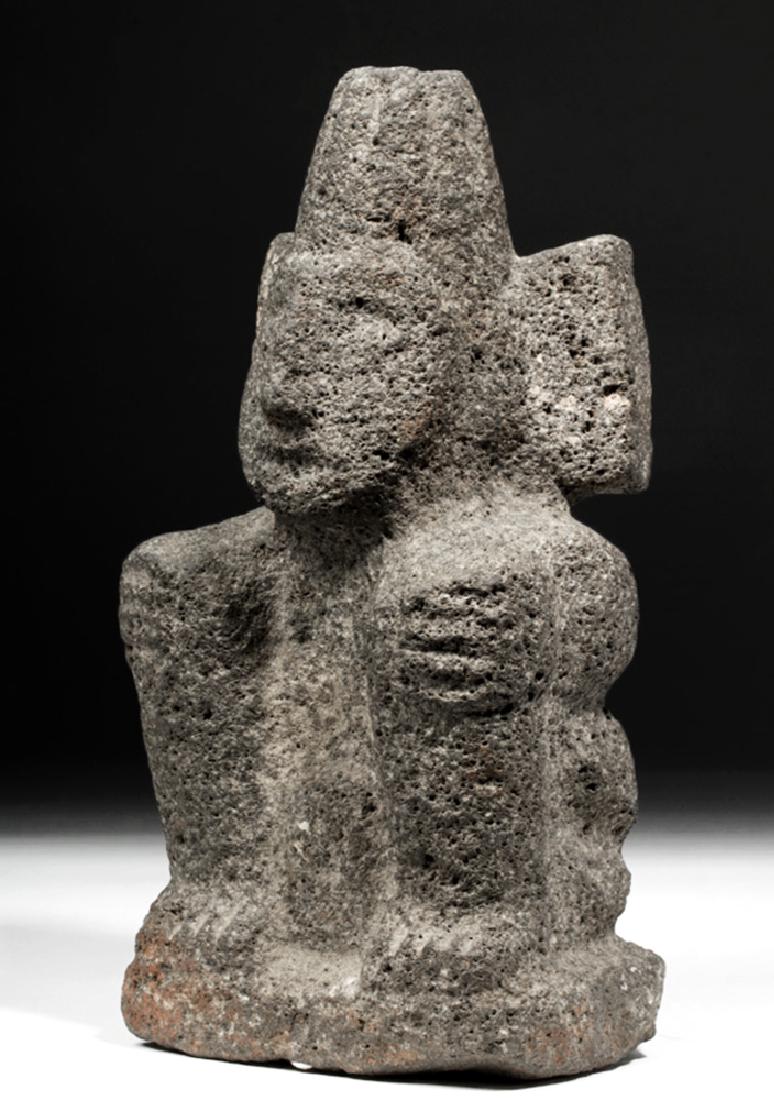 Aztec Carved Stone Figure of a Seated Deity