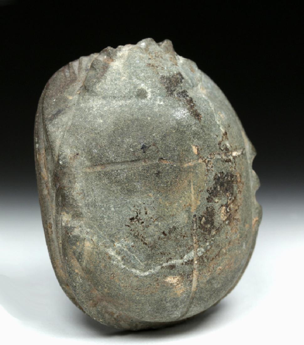 Large Egyptian Greenstone Heart Scarab