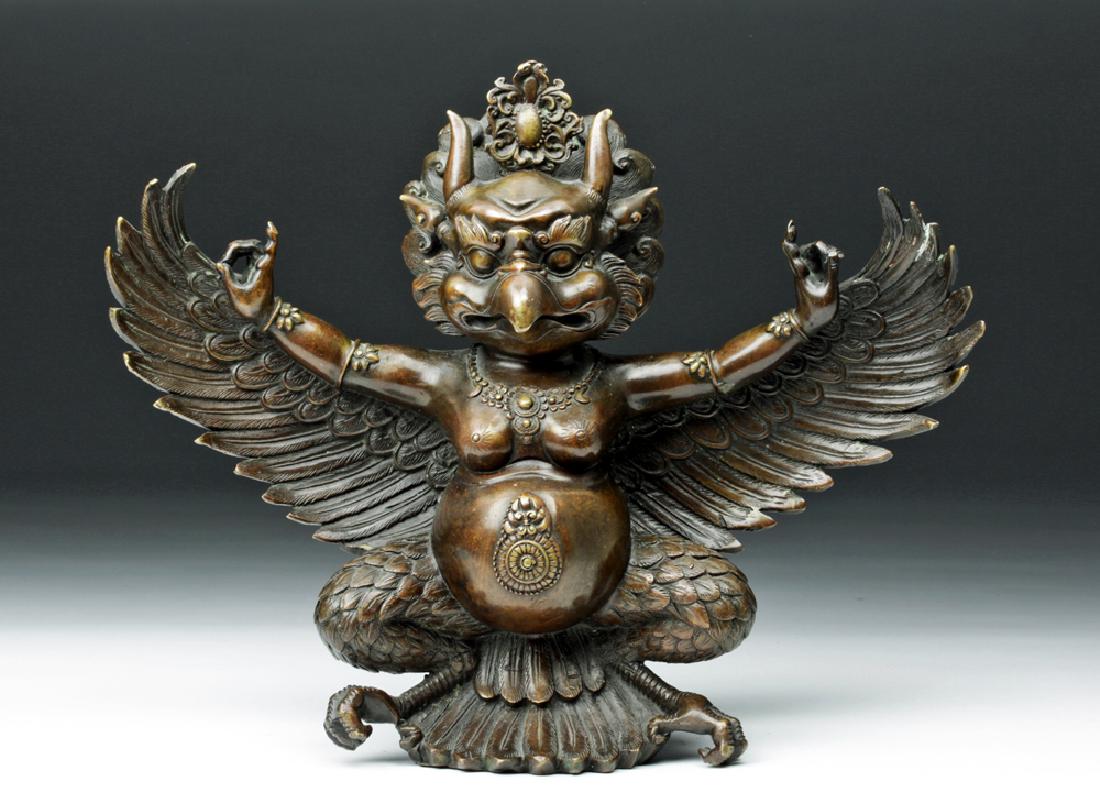 Early 20th C. Tibetan Bronze Statue of a Garuda