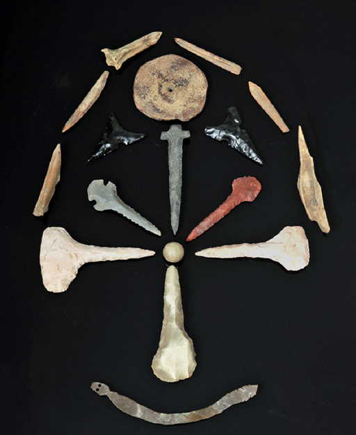 Lot Of 17 Native American Bone Stone Awls And Points