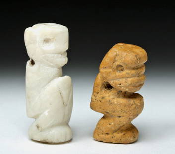 Rare Pair Of Taino Stone Amulets Ex Peter Arnovick