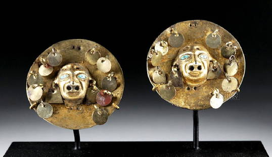 A Pair Of Narino Gold Ear Ornaments