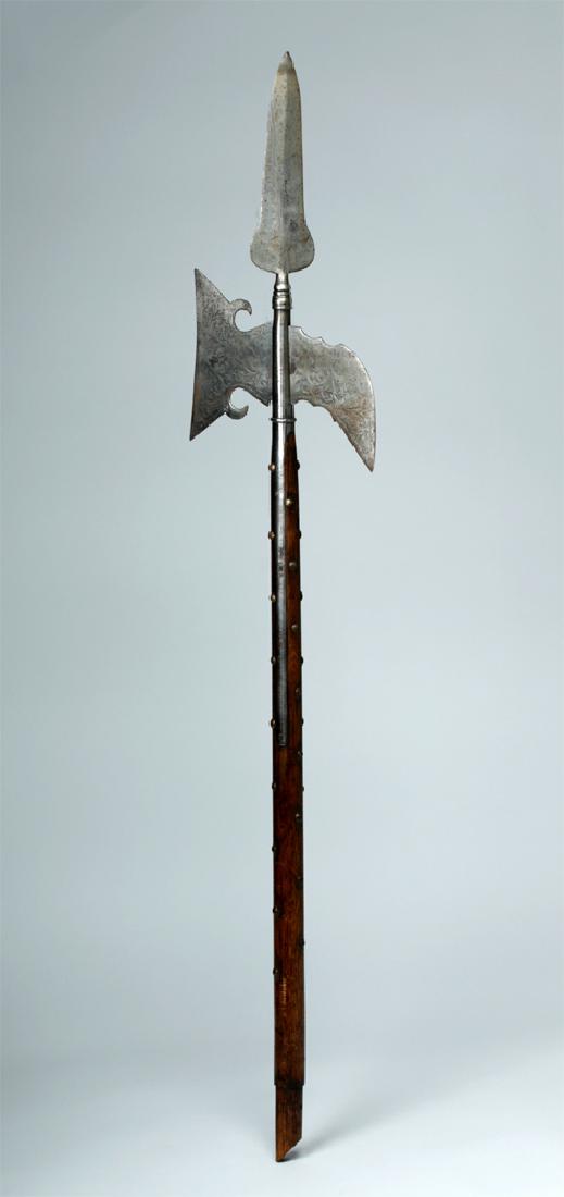 18th C. British Iron Halberd w/ Wood Pole
