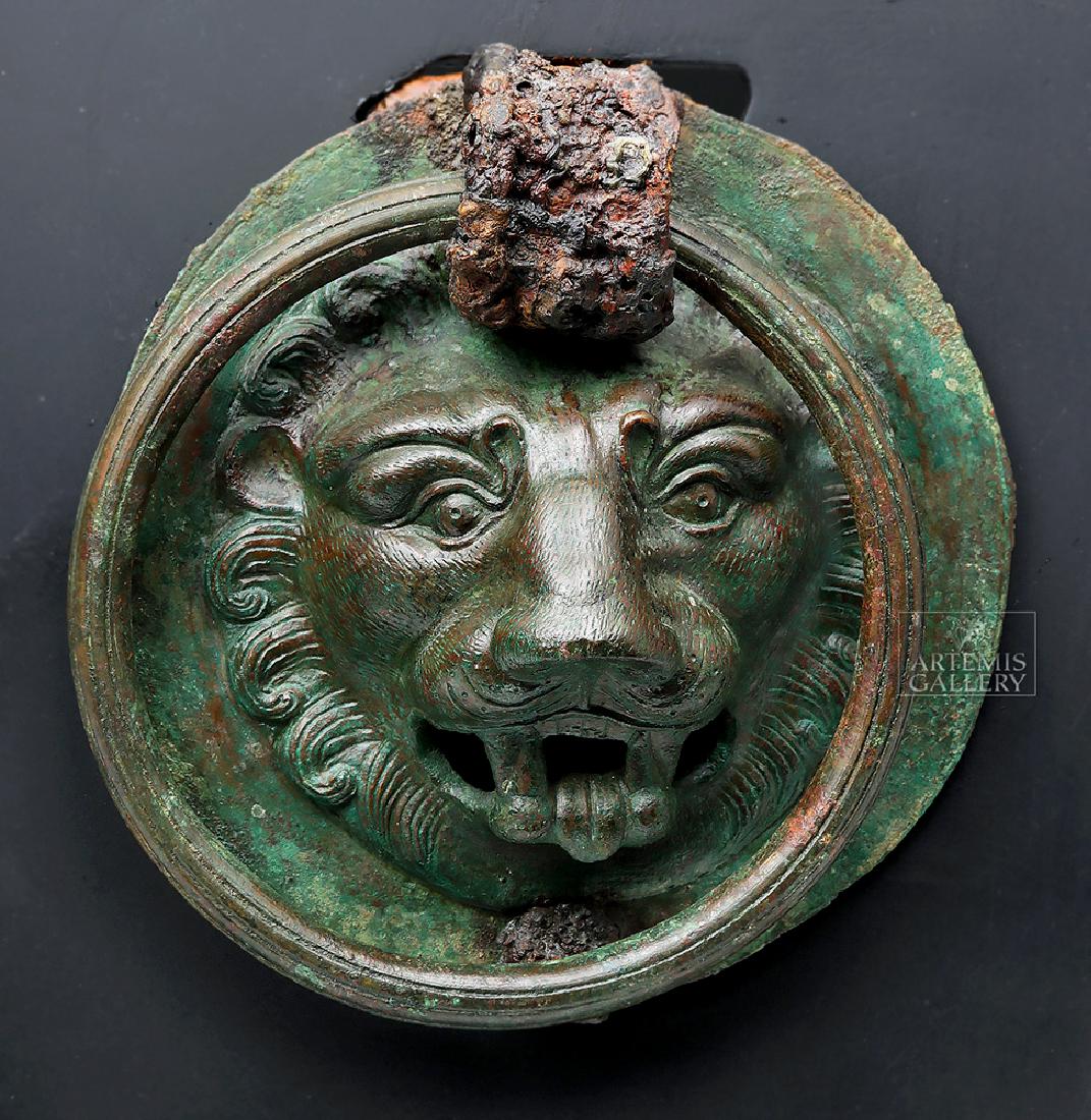 Stunning Roman Bronze Lion Mask w/ Handle- Ex Sotheby's