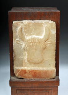 South Arabian Alabaster Head Stele